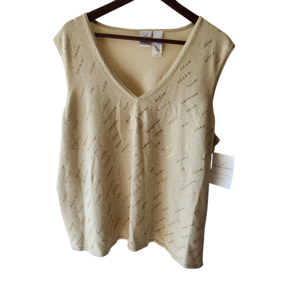 Emma James | Tops | Emma James Cream Metallic Sequin Tank Top | Poshmark